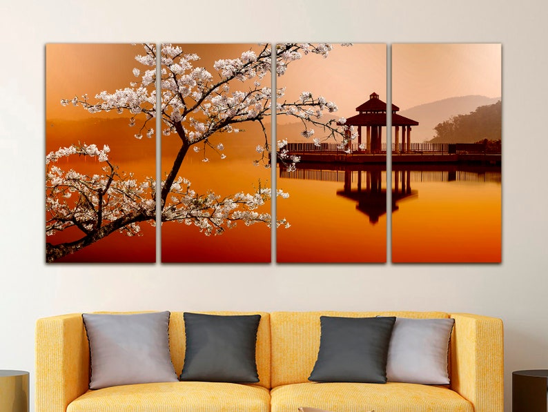 Sakura Canvas Cherry Blossom Decor Asian Art Cherry Print - Etsy