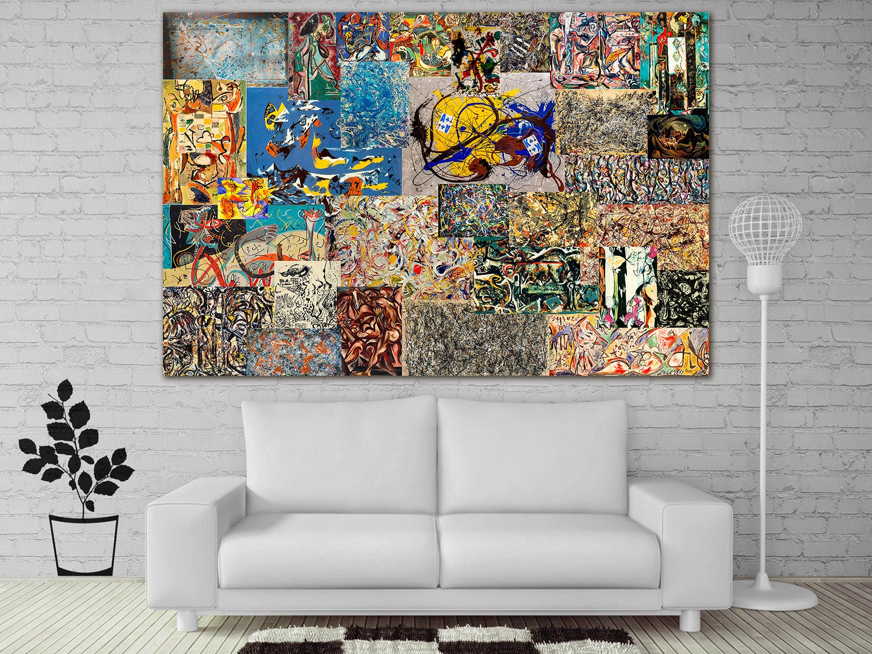 Collage Jackson Pollock Canvas She Wolf Decor Abstractionism | Etsy Canada