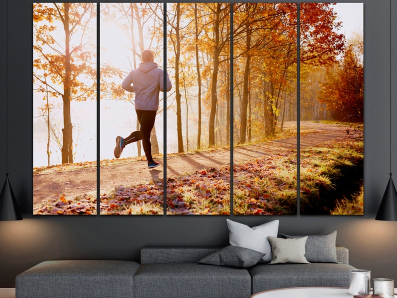 Runner Canvas Sports Decor Motivation Art Running Man Print Sports Room ...