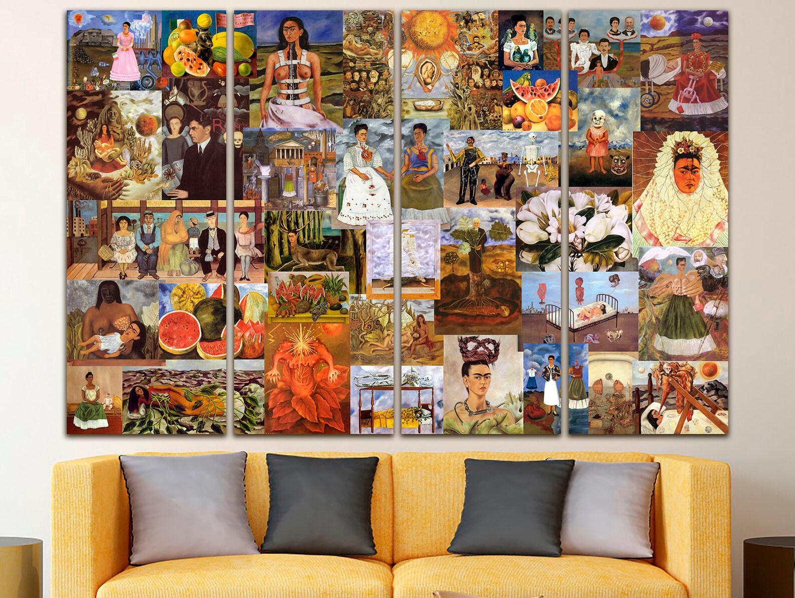 Collage Frida Kahlo Canvas Kahlo Portrait Decor Surrealism Art | Etsy