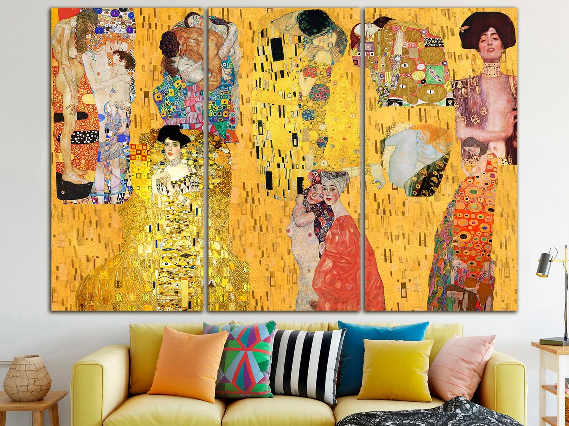 Collage Klimt canvas Persistence of memory decor Surrealism | Etsy