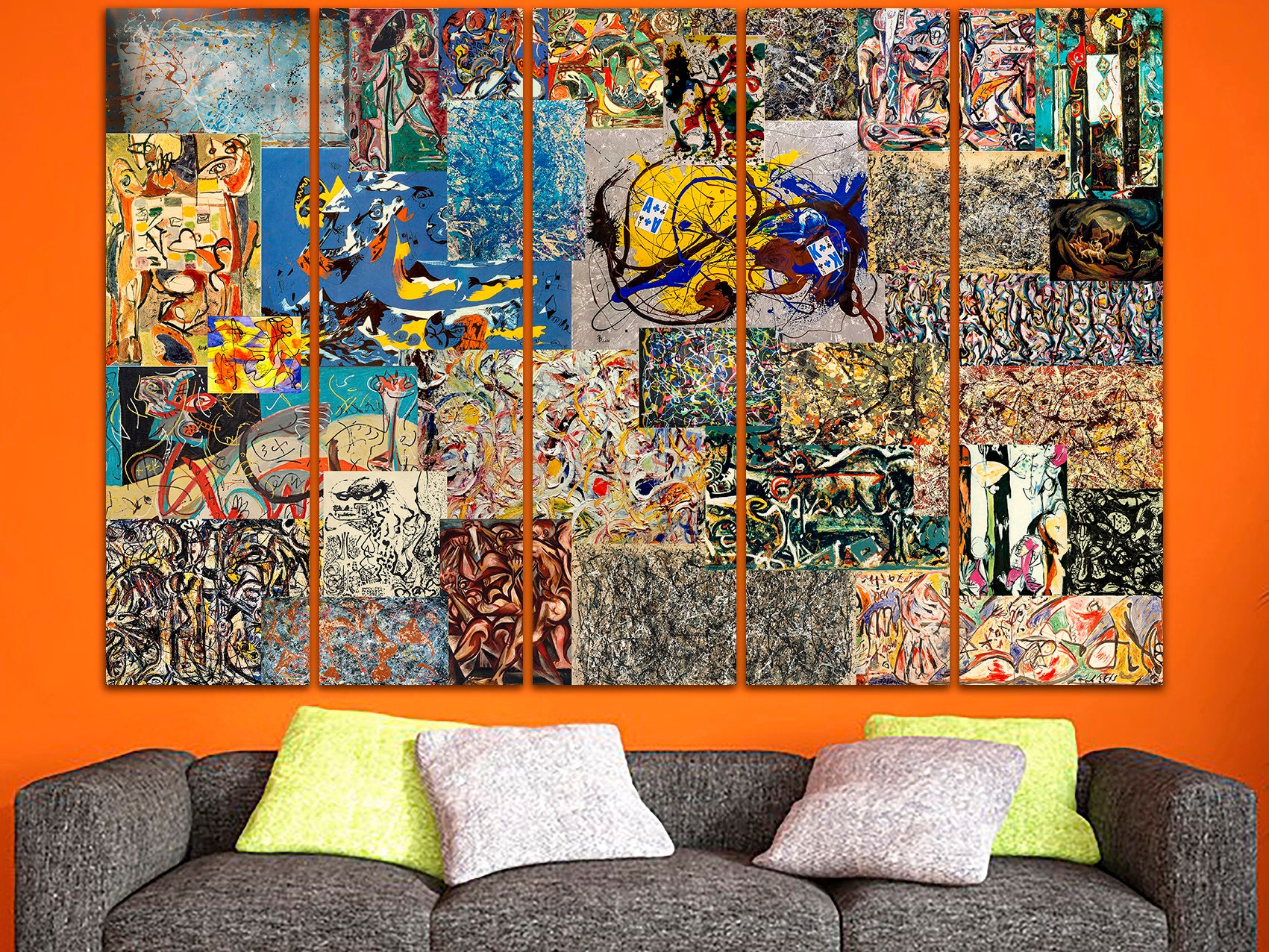 Collage Jackson Pollock Canvas She Wolf Decor Abstractionism - Etsy Canada