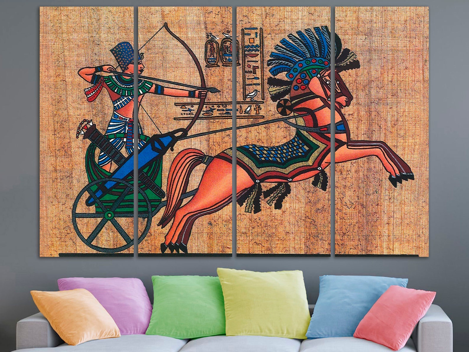Egyptian Chariot Canvas Pharaoh Decor Mythology Art Egyptian | Etsy