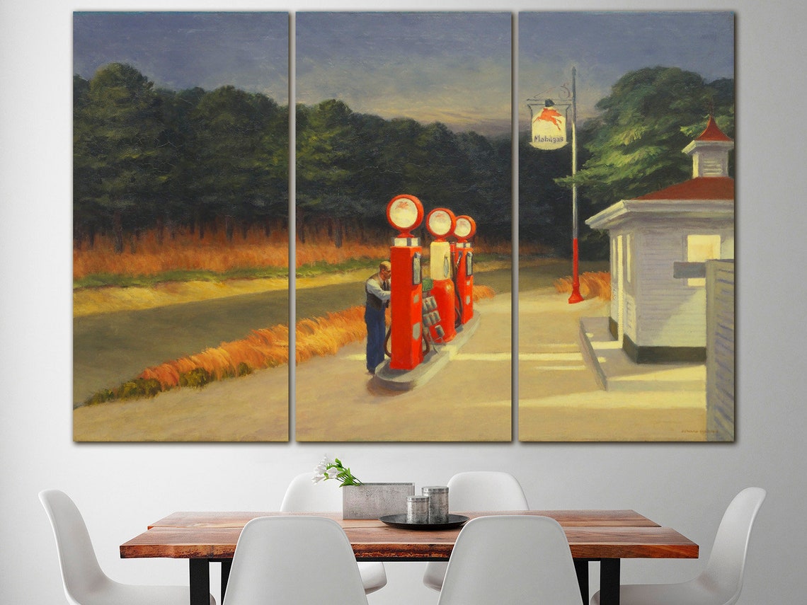 Edward Hopper canvas Gas 1940 decor Abstractionism art | Etsy