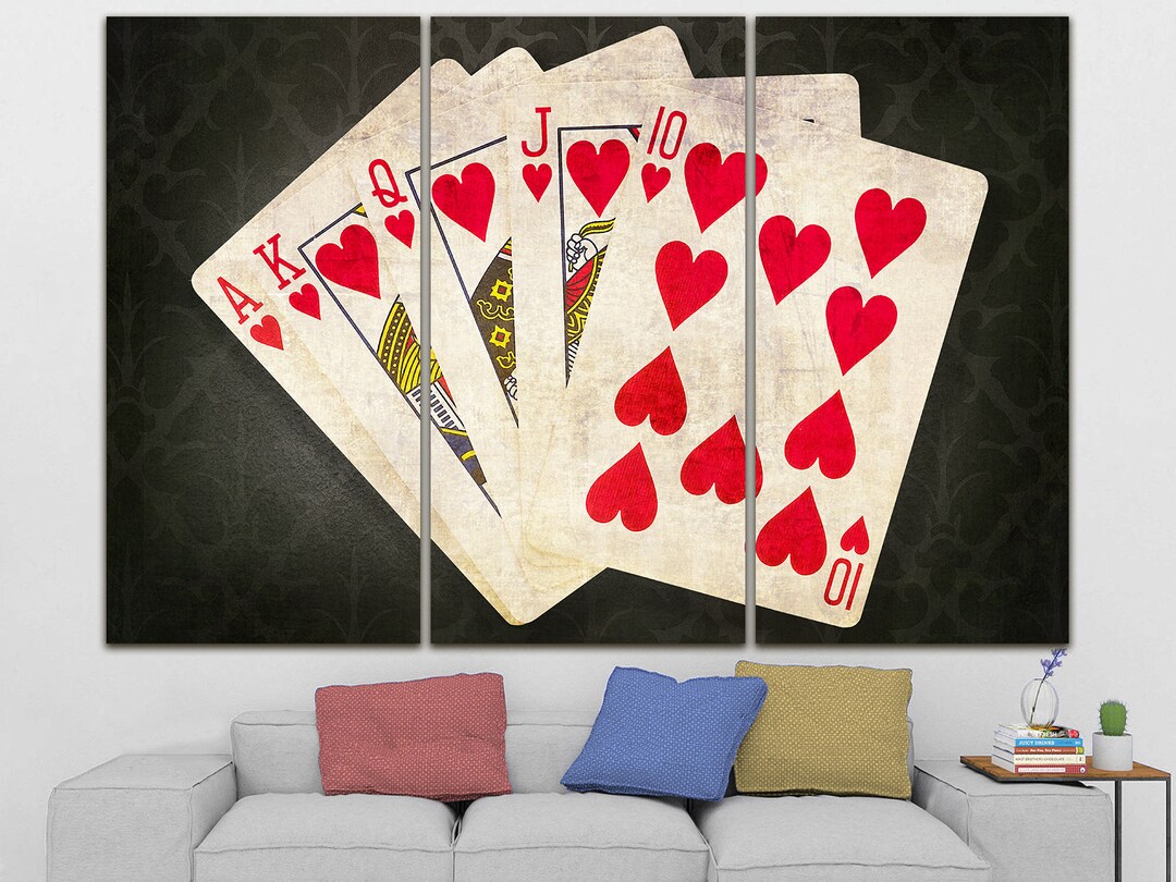 Poker Playing Card Canvas Las Vegas Decor Poker Art Casino Print Poker ...
