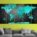 World Map Canvas Turquoise World Map Deco World Map Push Pin - Etsy