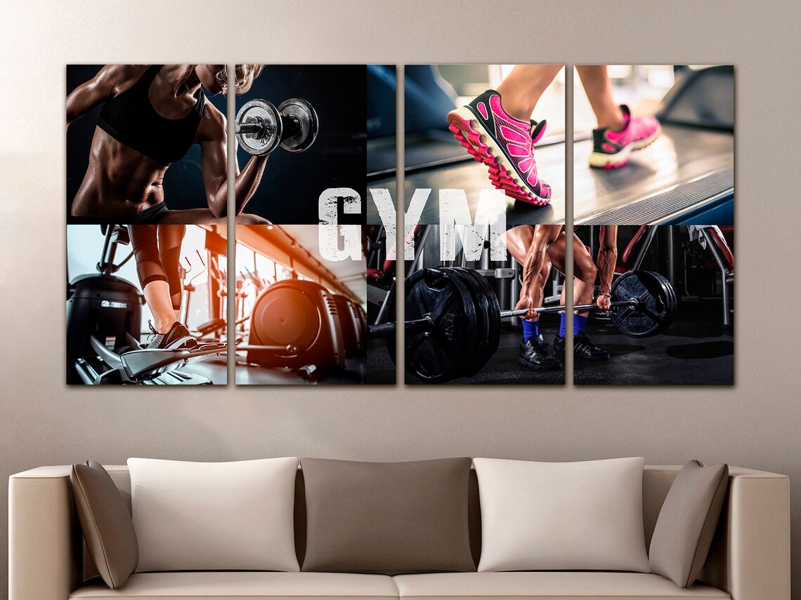 Sports Collage Canvas Gym Decor Workout Inspiration Home Gym Decor ...