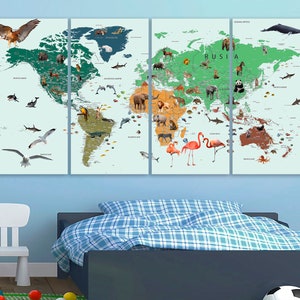 World Map in SPANISH Kids World Map Canvas Mapa Del Mundo En Español ...