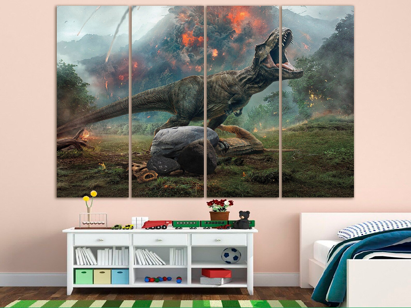 Dinosaur Wall Art Canvas Print T-rex Wall Decor Children Room - Etsy