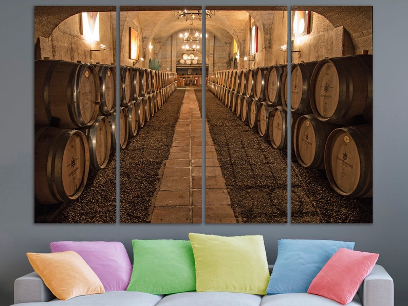 Wine cellar canvas Cognac decor Wine cellar art Wine barrel | Etsy