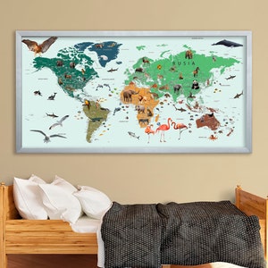 World Map in SPANISH Kids World Map Canvas Mapa Del Mundo En Español ...