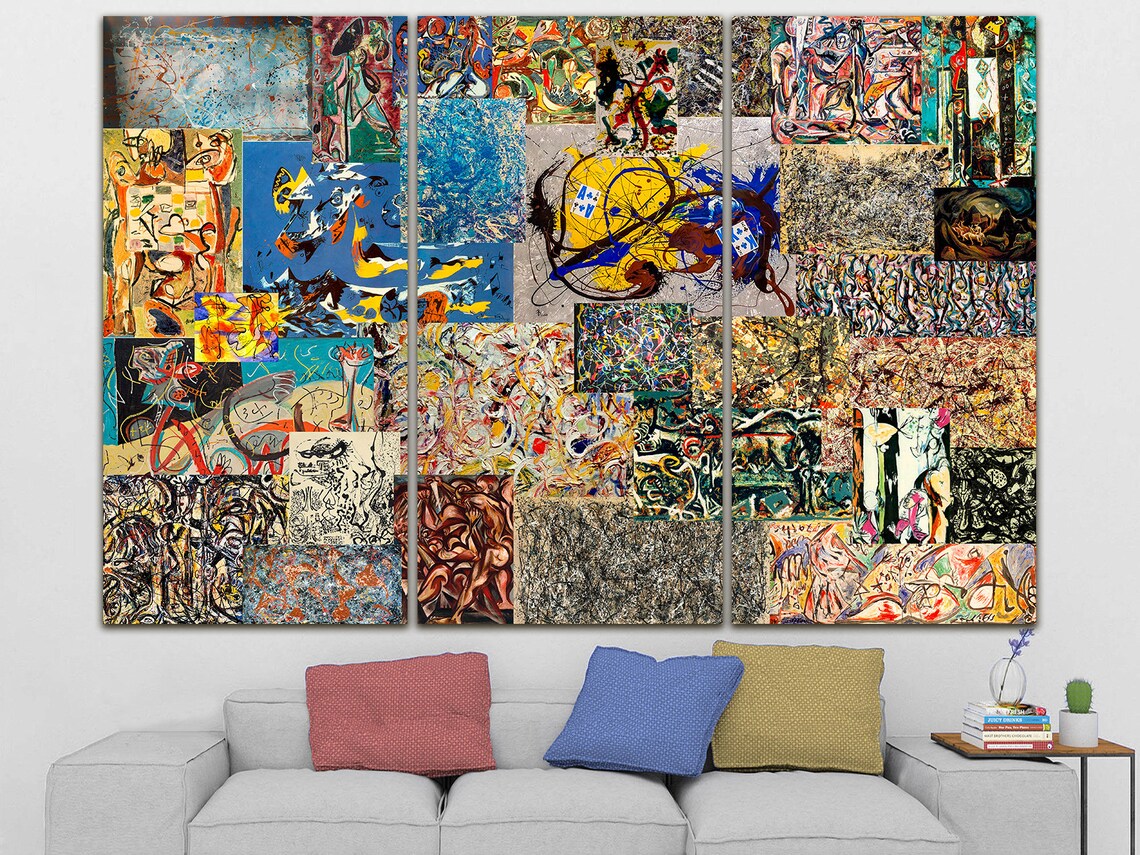 Collage Jackson Pollock Canvas She Wolf Decor Abstractionism | Etsy