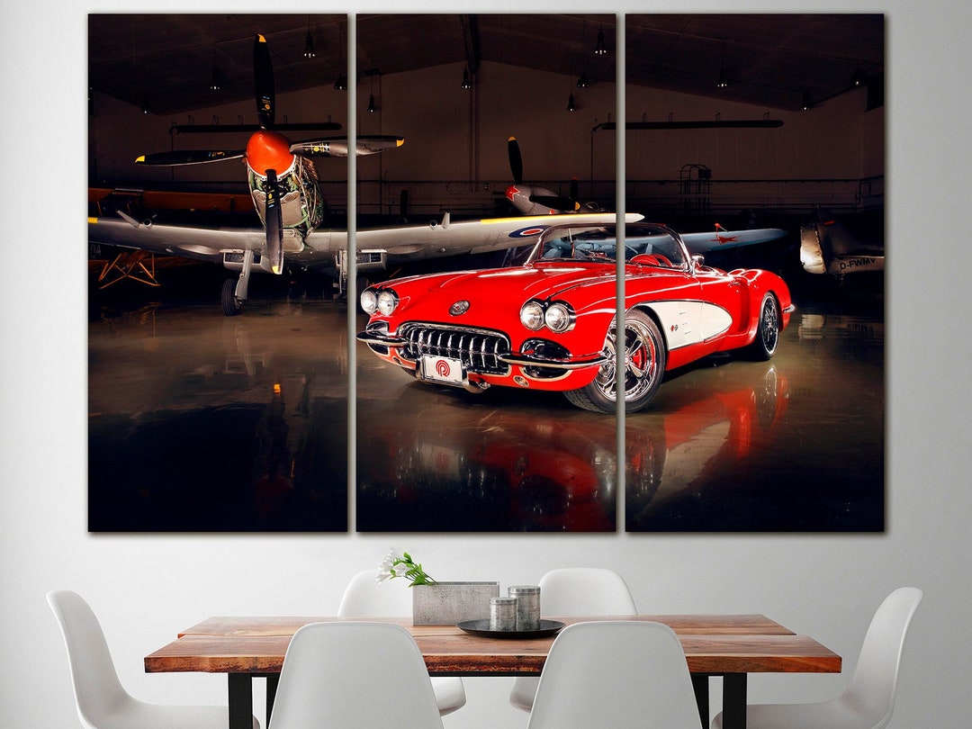 Chevrolet 1959 Canvas Corvette Decor Old Car Art Chevrolet Print Retro ...
