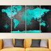 World Map Canvas Turquoise World Map Deco World Map Push Pin - Etsy