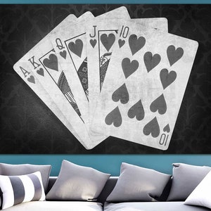 Poker Playing Card Canvas Las Vegas Decor Poker Art Casino Print Poker ...
