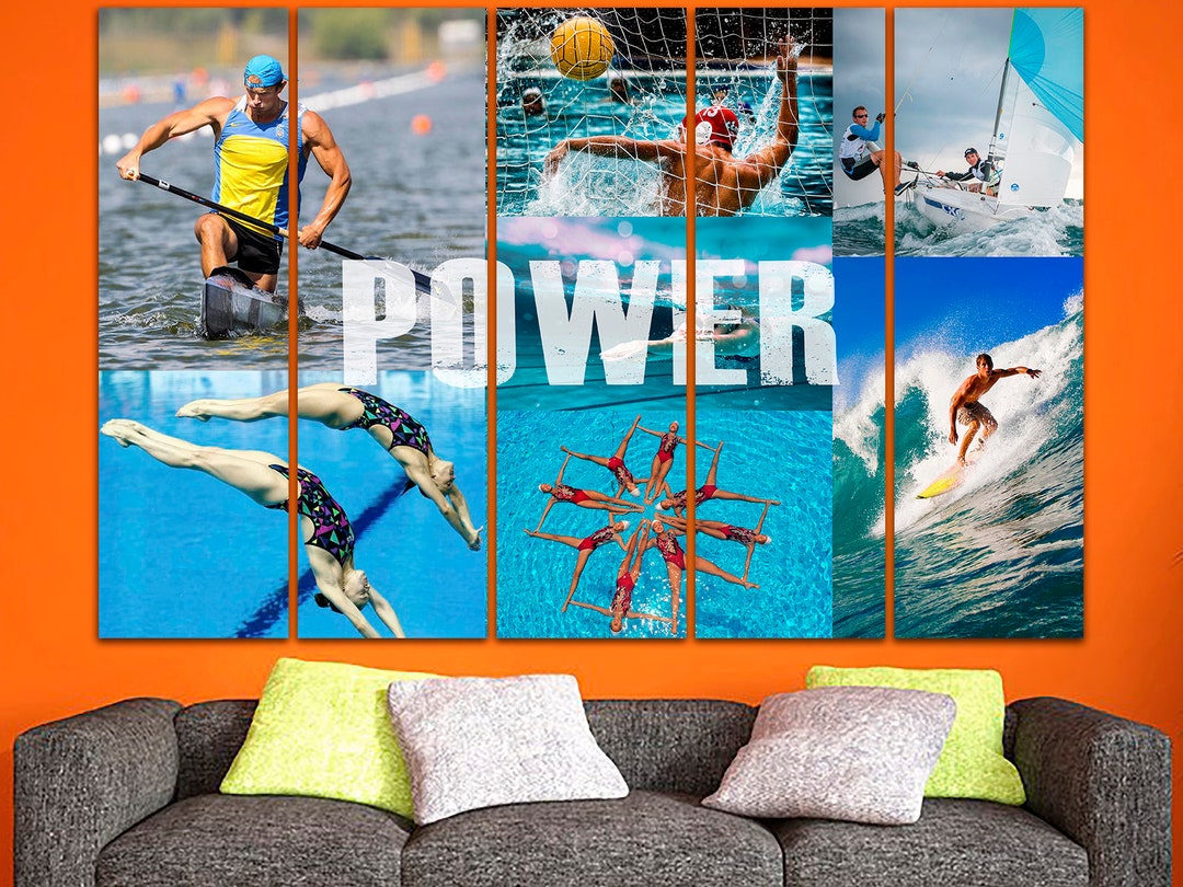 Canvas Swimmer Collage Gym Decor Workout Inspiration Swimmer Gift ...