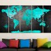 World Map Canvas Turquoise World Map Deco World Map Push Pin - Etsy