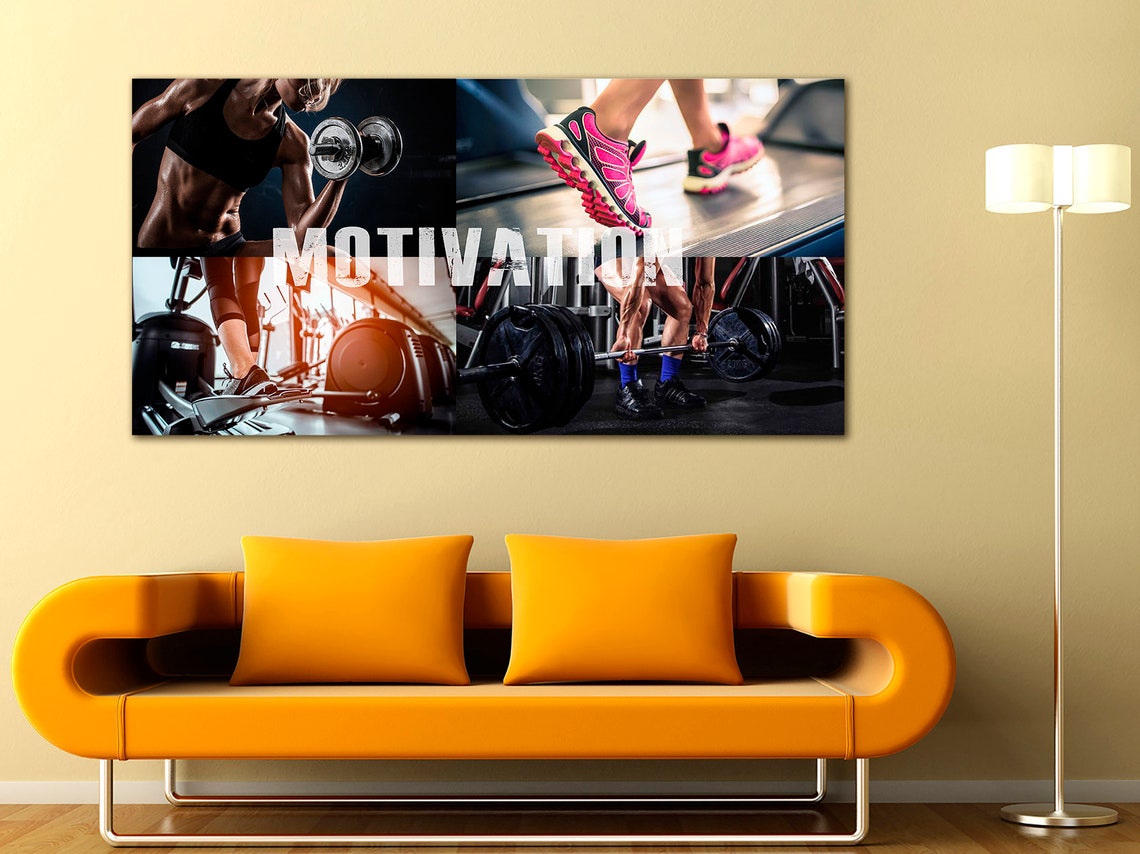 Sports Collage Canvas Gym Decor Workout Inspiration Home Gym Decor ...