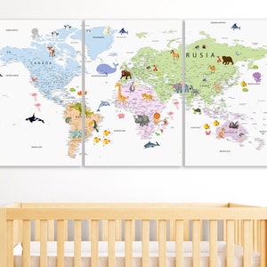 Kids World Map in SPANISH World Map Canvas Mapa Del Mundo En Español ...