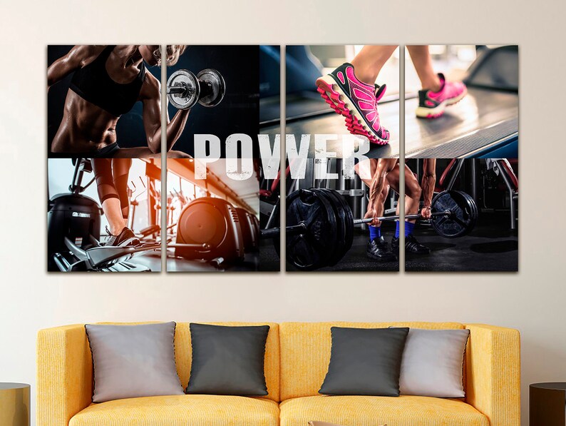 Sports Collage Canvas Gym Decor Workout Inspiration Home Gym Decor ...