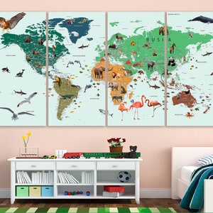 World Map in SPANISH Kids World Map Canvas Mapa Del Mundo En Español ...