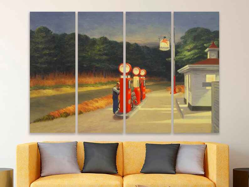 Edward Hopper Canvas Gas 1940 Decor Abstractionism Art Reproduction ...