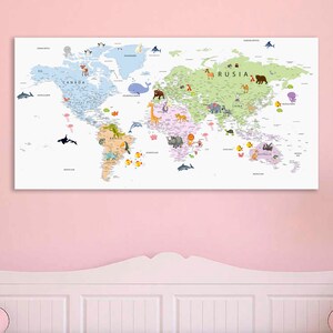 Kids World Map in SPANISH World Map Canvas Mapa Del Mundo En Español ...