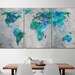 World Map Canvas Turquoise World Map Decor World Map Push Pin Atlas ...