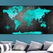 World Map Canvas Turquoise World Map Deco World Map Push Pin - Etsy