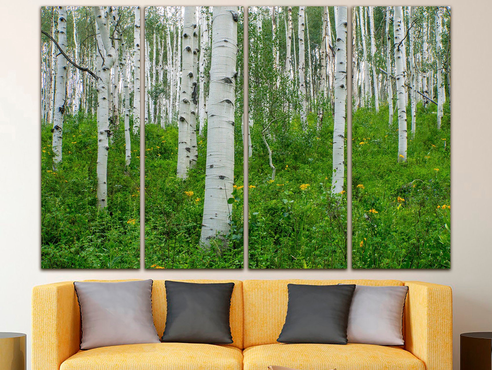 Birch tree canvas Woodland decor Aspen tree art Birch grove | Etsy
