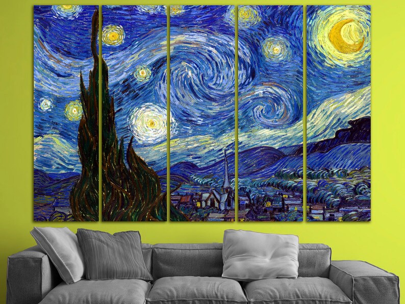 Starry Night Canvas Vincent Van Gogh Decor Netherlands Wall - Etsy
