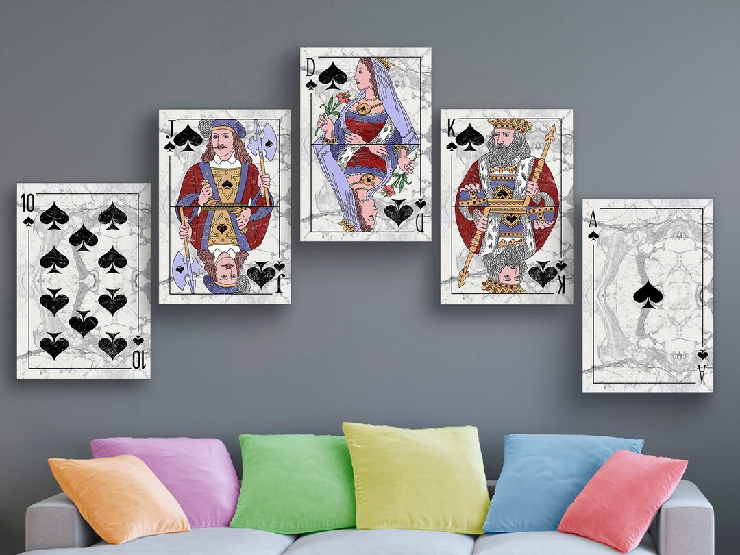 Poker Playing Card Canvas Royal Flush Poker Art Las Vegas Casino Decor ...