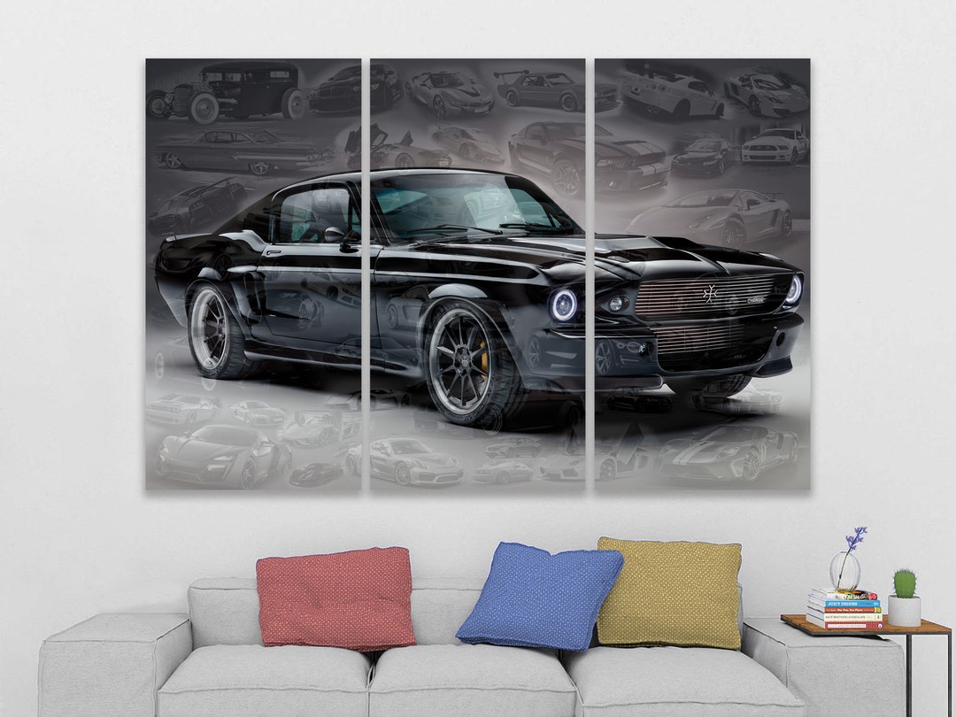 Mustang Collage Canvas Wall Art: Muscle Car Poster Print - Etsy