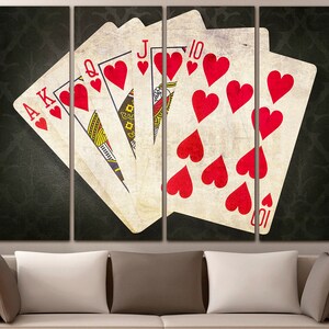 Poker Playing Card Canvas Las Vegas Decor Poker Art Casino Print Poker ...
