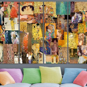 Collage Klimt Canvas Persistence of Memory Decor Surrealism Art ...