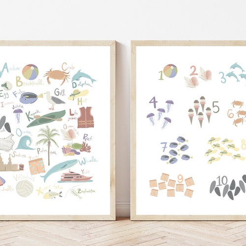 Digital Download Ocean Beach ABC & Number Nursery Print - Etsy