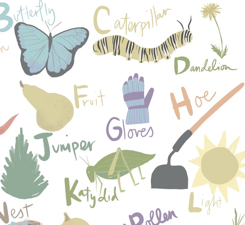 Digital Download - Garden ABC & Number Nursery Print (16x20, 8x10 ...