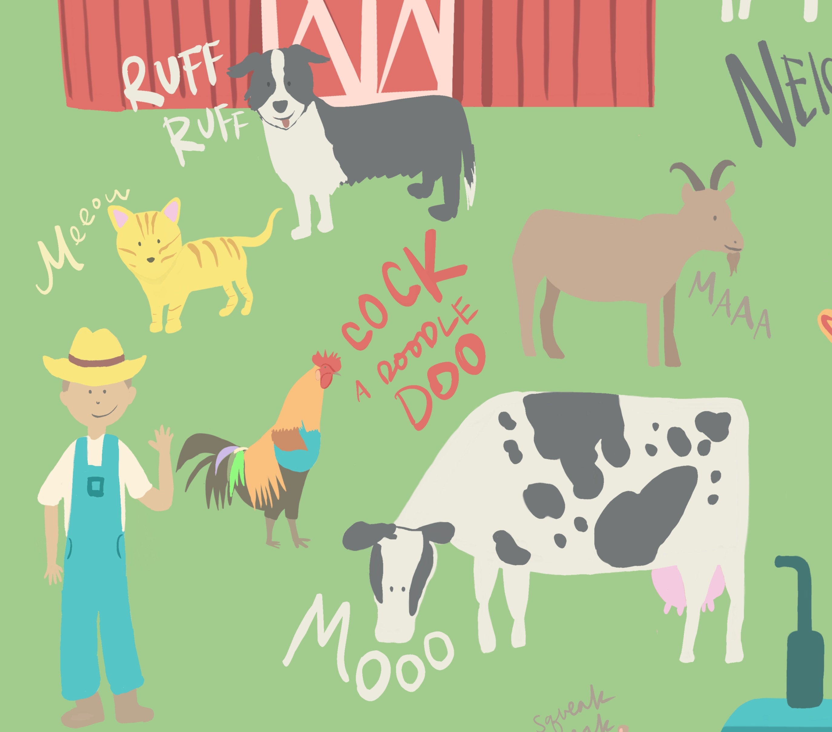 Digital Download - Old Macdonald Farm Nursery Print - Bright Colors ...