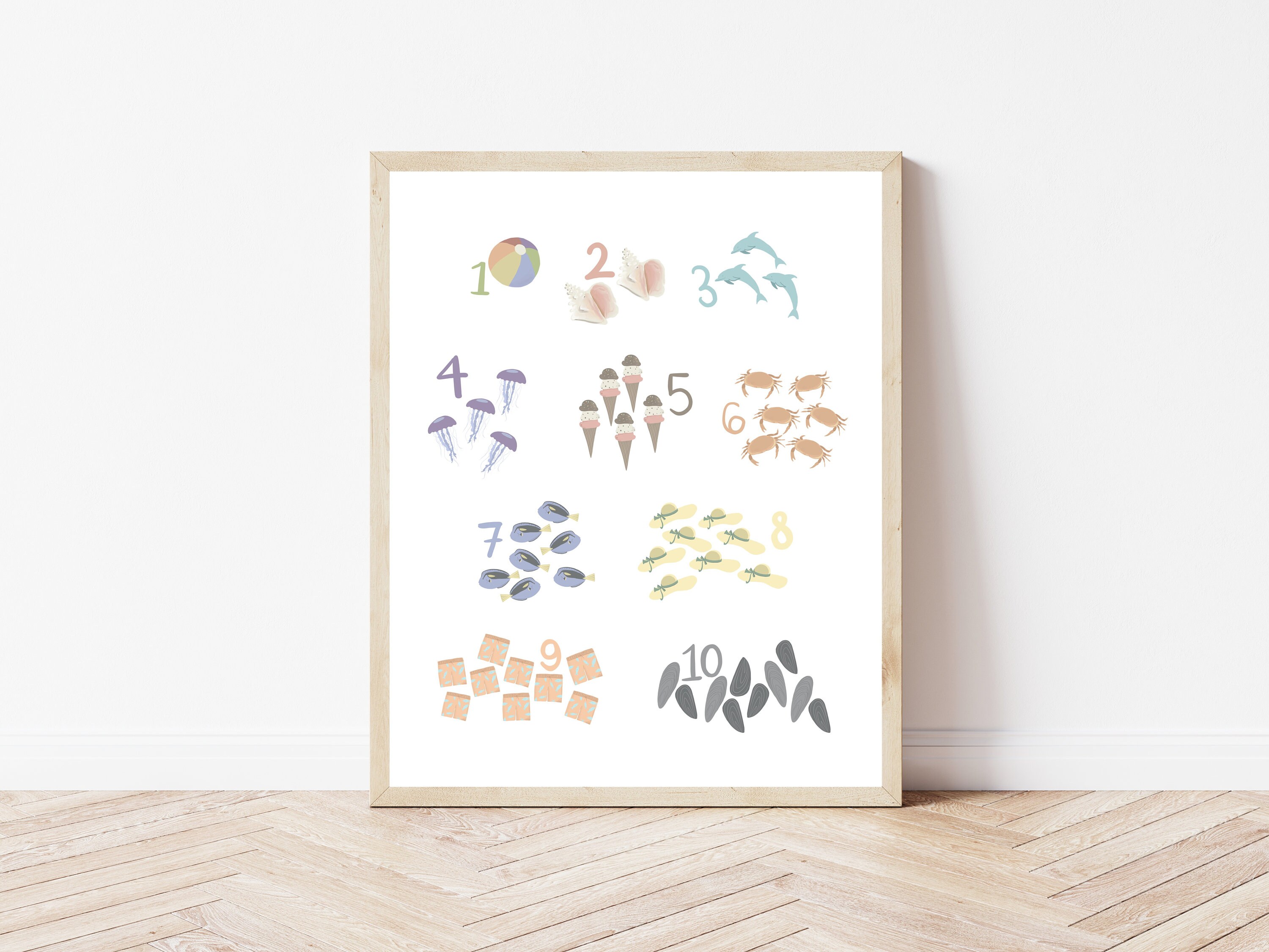 Digital Download - Ocean Beach ABC & Number Nursery Print (16x20, 8x10 ...