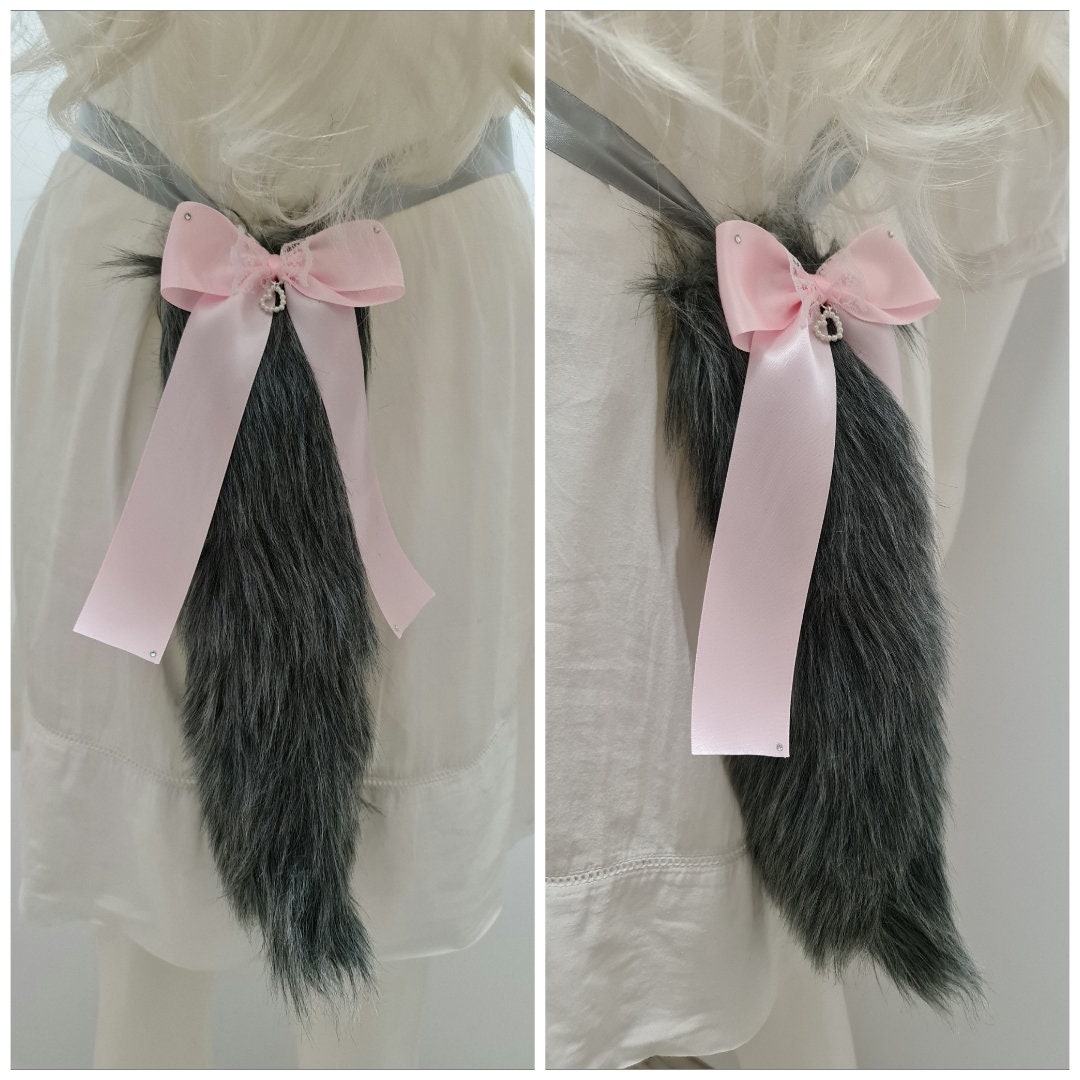 Adorable Frilly Rodent Ears, Tail and Collar Set in Baby Pink & White ...