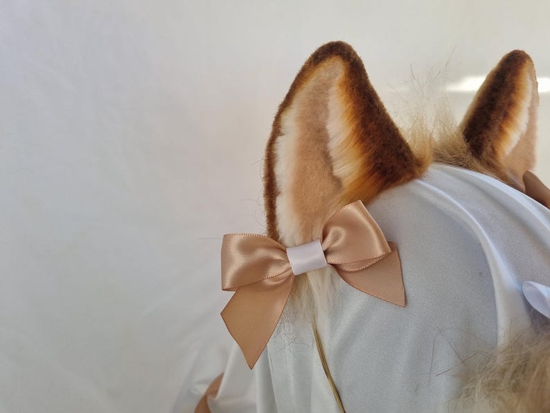 Cream Puppy Ears & Curled Tail Set – Fluffy Dog Costume Accessories ...