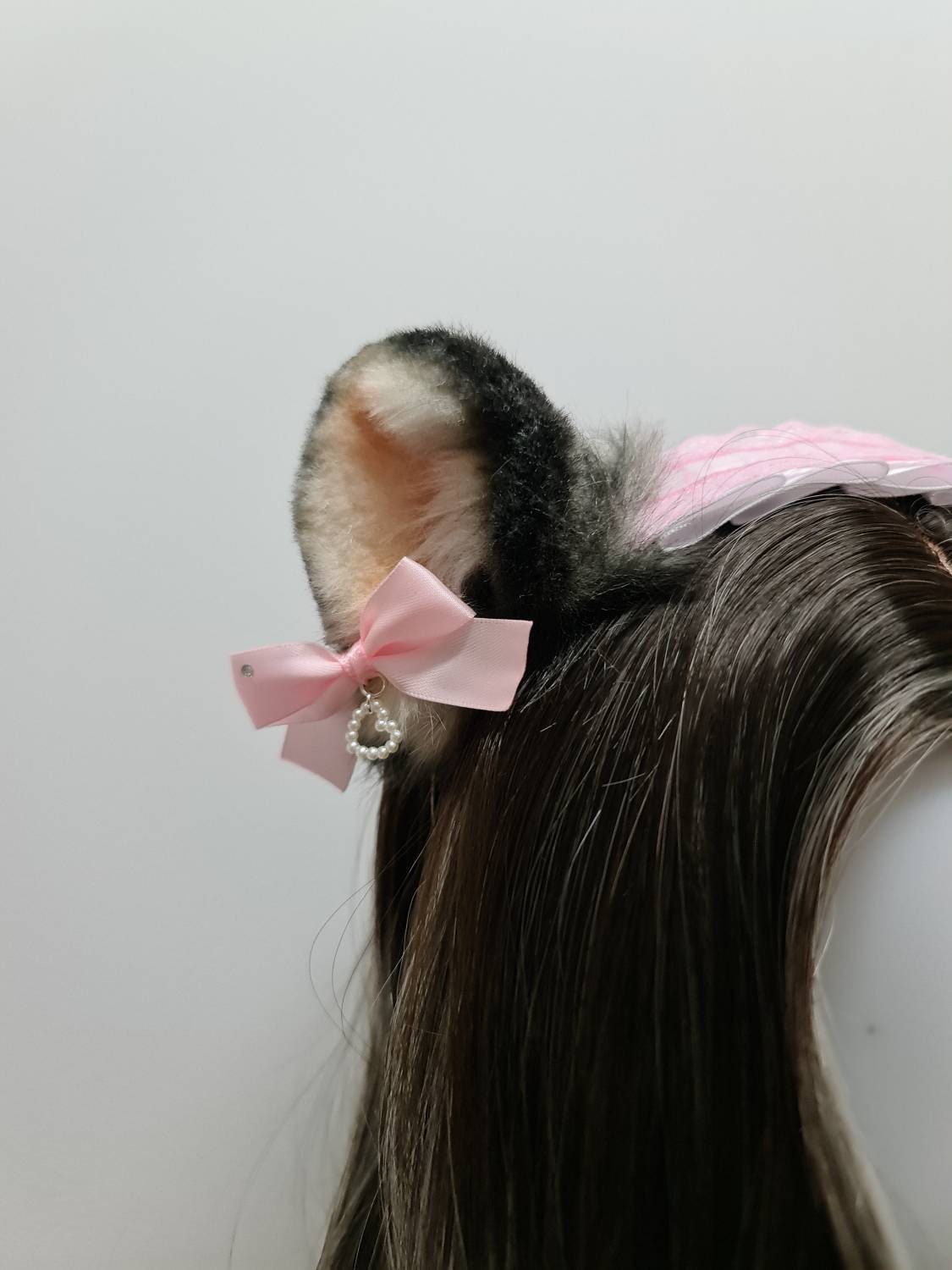 Adorable Frilly Rodent Ears, Tail and Collar Set in Baby Pink & White ...