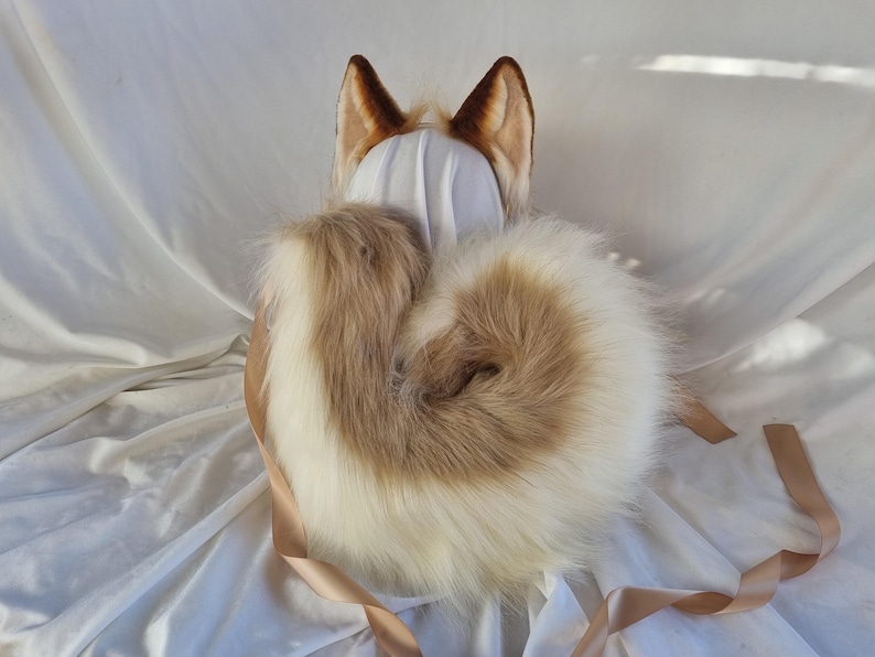 Cream Puppy Ears & Curled Tail Set – Fluffy Dog Costume Accessories ...