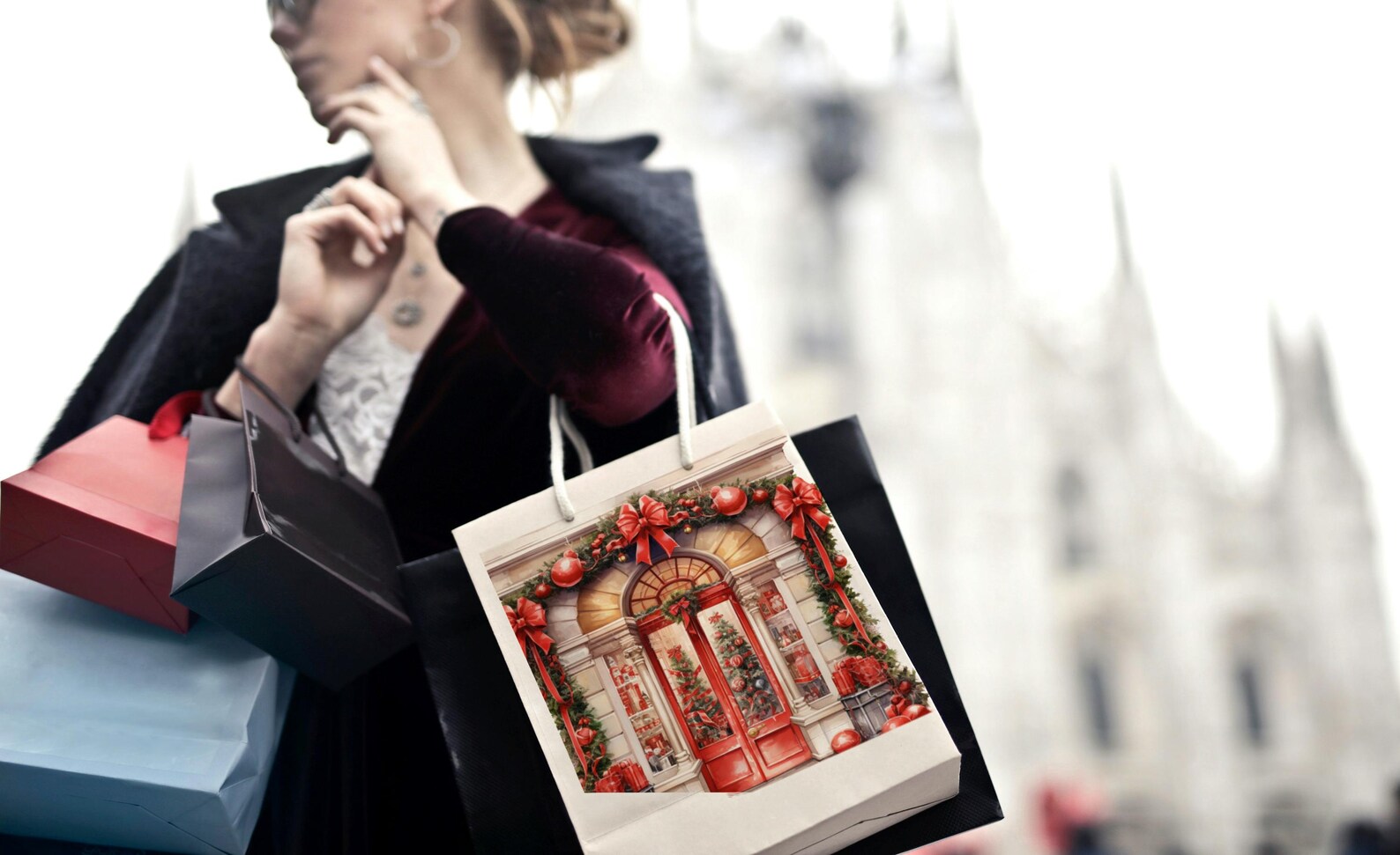 Snowy Christmas Storefront, Vintage Shop Window Display, Junk Journal ...