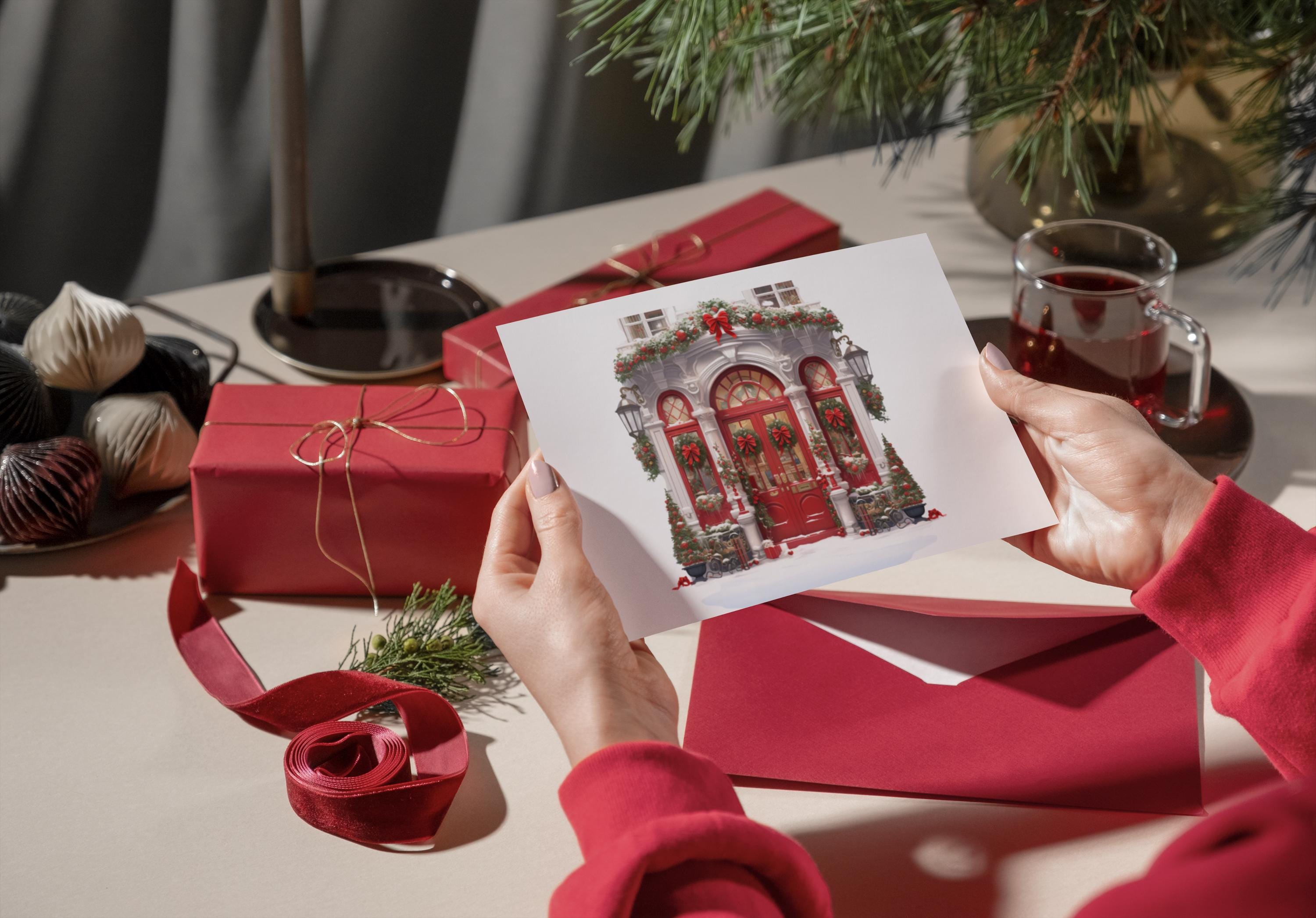 Snowy Christmas Storefront, Vintage Shop Window Display, Junk Journal ...