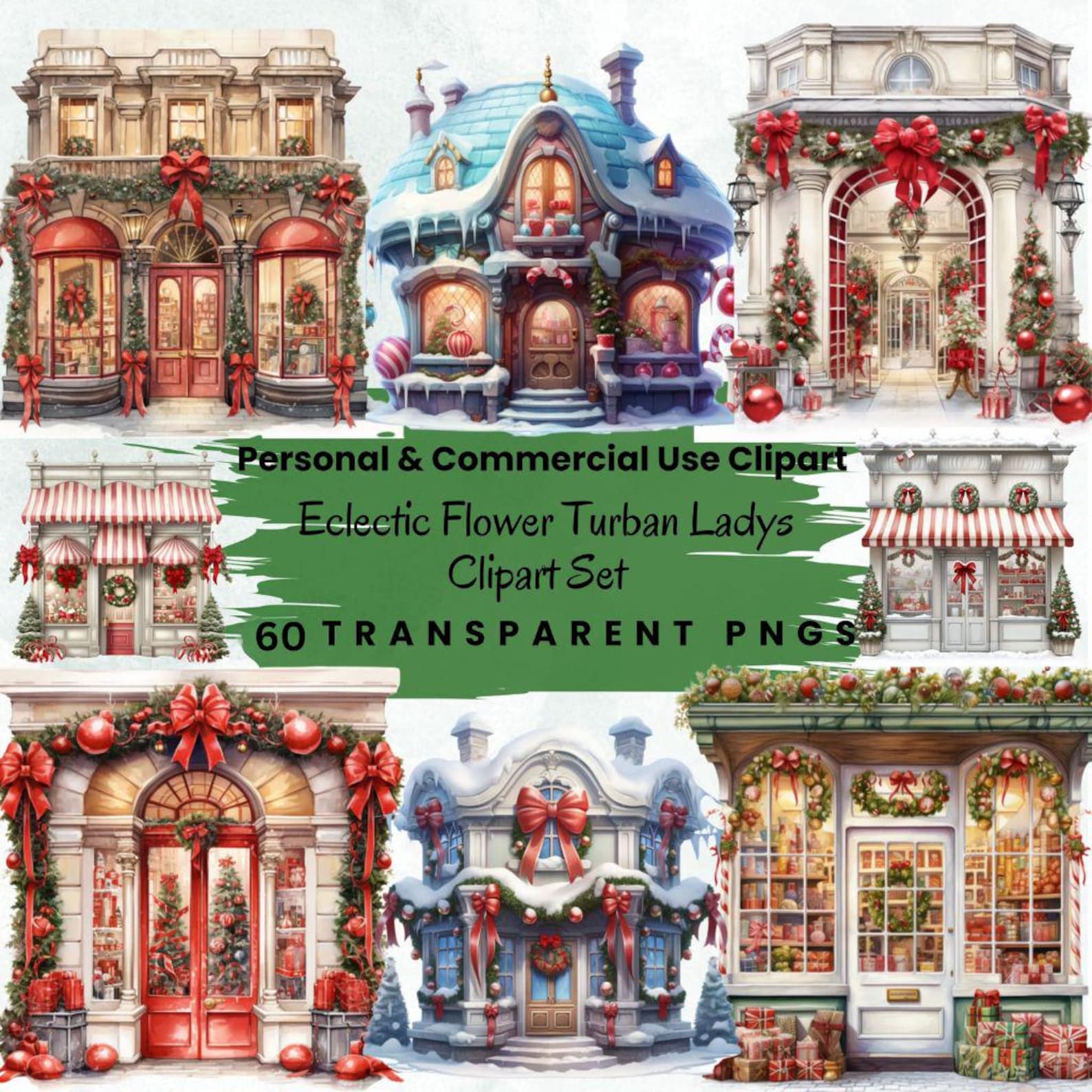 Snowy Christmas Storefront, Vintage Shop Window Display, Junk Journal ...