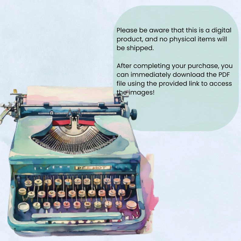 Commercial Use | Retro Typewriter | PNG | Clip Art | Watercolor ...