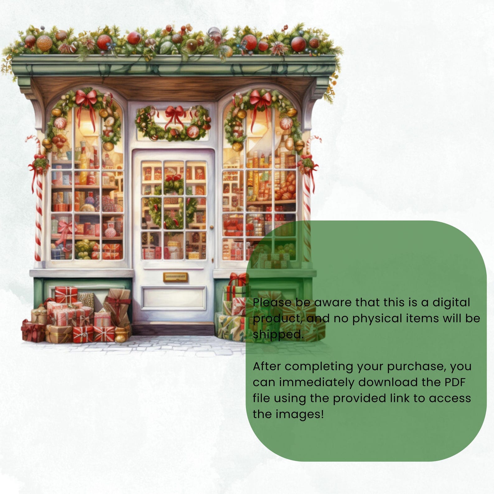 Snowy Christmas Storefront, Vintage Shop Window Display, Junk Journal ...