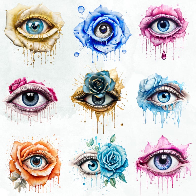 Rose With Eyeball SVG, Floral Traditional Tattoo Decals, Stickers ...