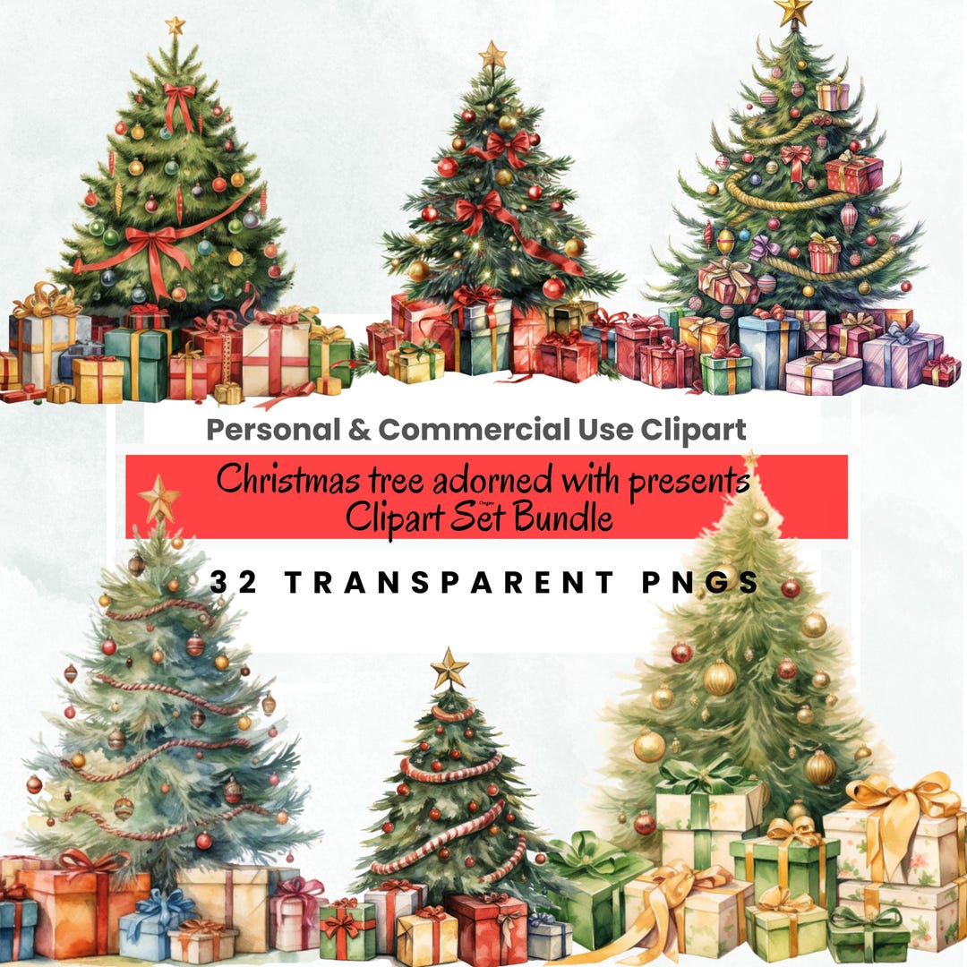 Watercolor Christmas Tree Clipart, PNG, Christmas Illustrations, Pine ...